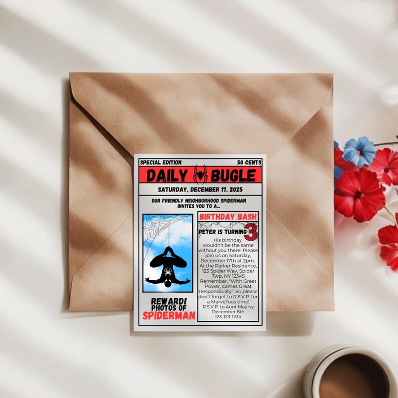 Spiderman (daily Bugle) Birthday Invitation (digital Download) - Etsy