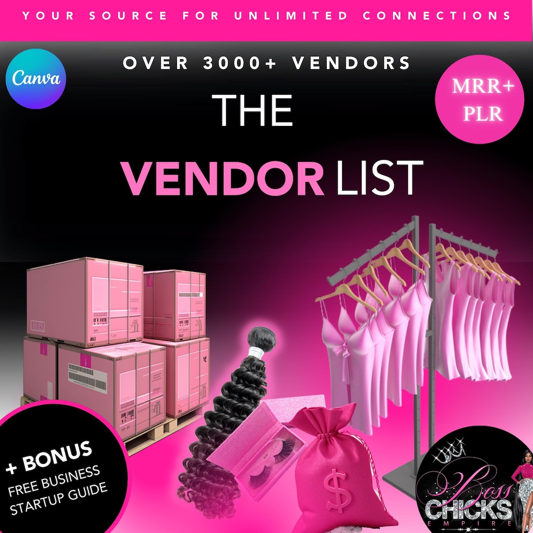 Ultimate Vendors List 3000+ PLR, Hair Vendors, Lash Vendors, Wig Vendors, Clothing Vendors ...
