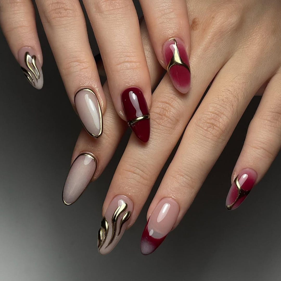 Chrome Press on Nails: Hand-painted Faux Acrylic Gel Nails - Etsy