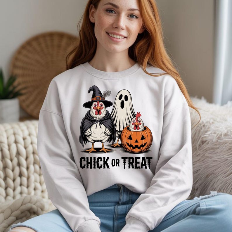 Chick or Treat PNG, Halloween Chicken SVG, Witch Ghost Pumpkin Farm ...
