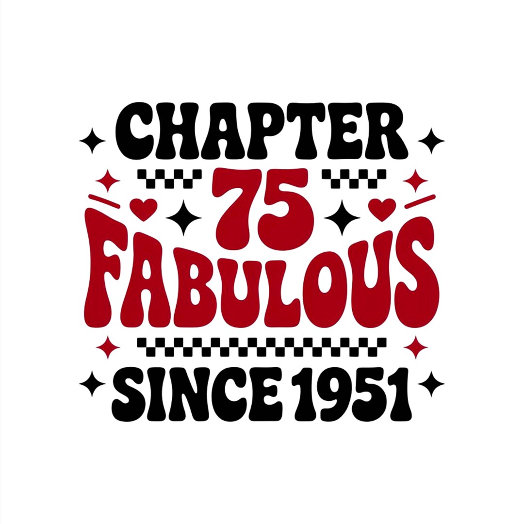 Retro 75th Birthday PNG | Chapter 75 Fabulous Since 1951 | Cool Grandma ...