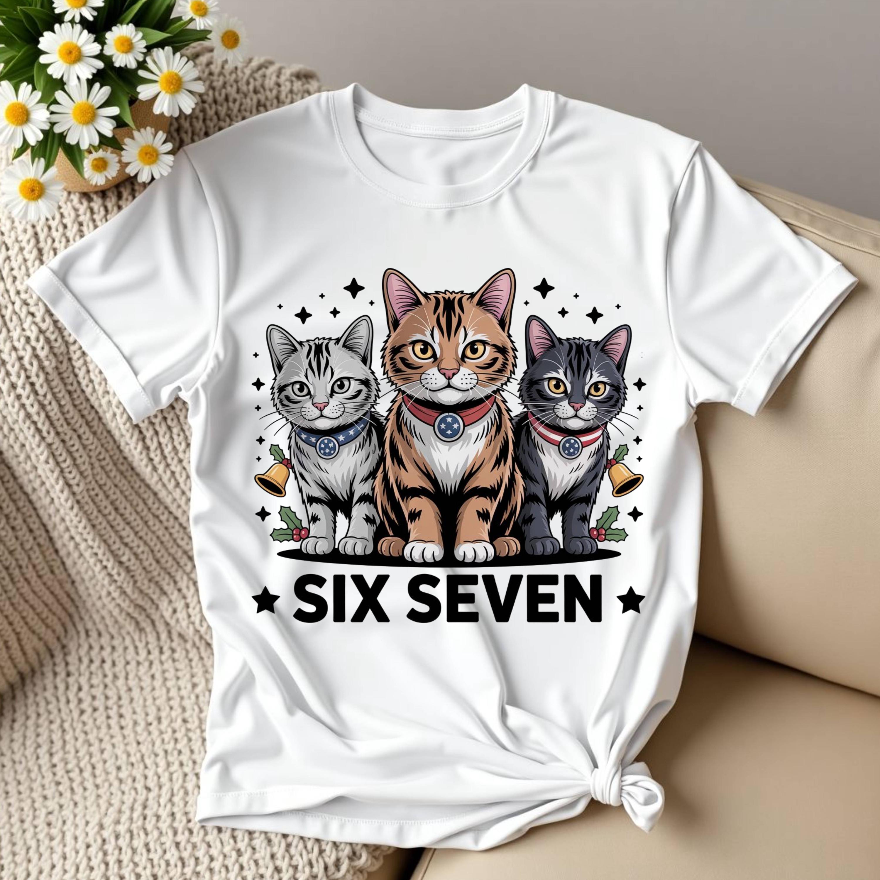 6 7 Six Seven Meme Cat PNG | Funny Cats Trio Digital Download ...