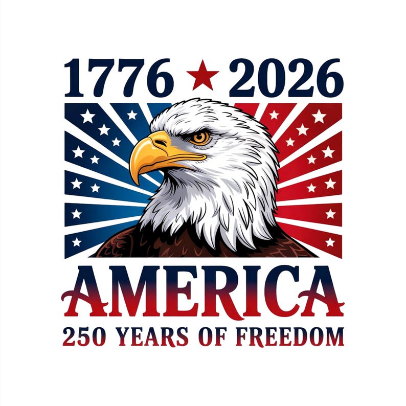 America 250 Years of Freedom PNG | 1776–2026 Bald Eagle Design ...