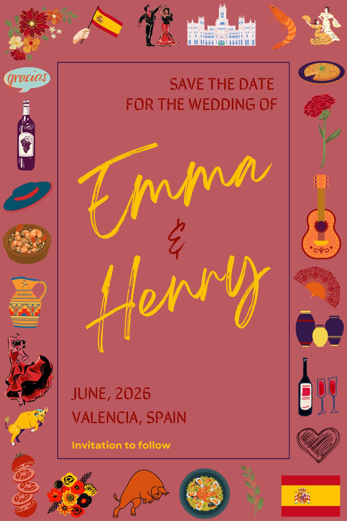 Spanish Theme Save the Date for a Wedding or Party - Etsy