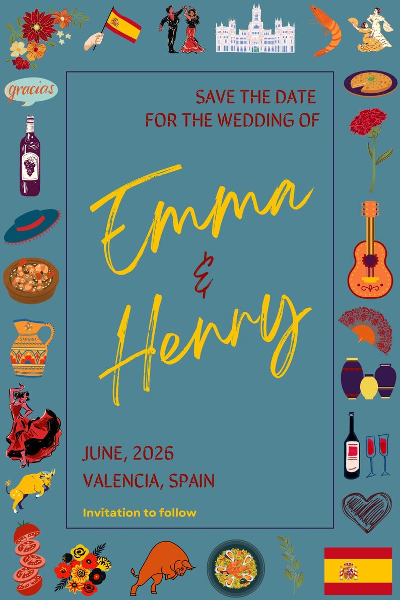 Spanish Theme Save the Date for a Wedding or Party - Etsy