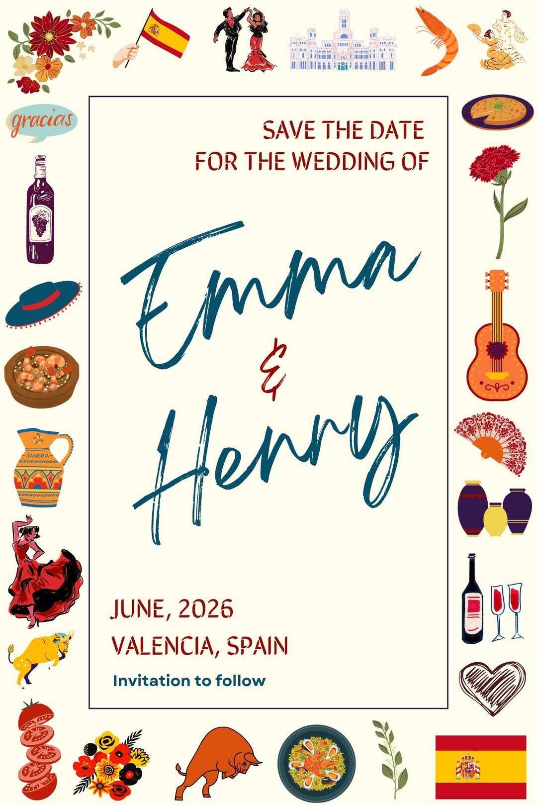 Spanish Theme Save the Date for a Wedding or Party - Etsy
