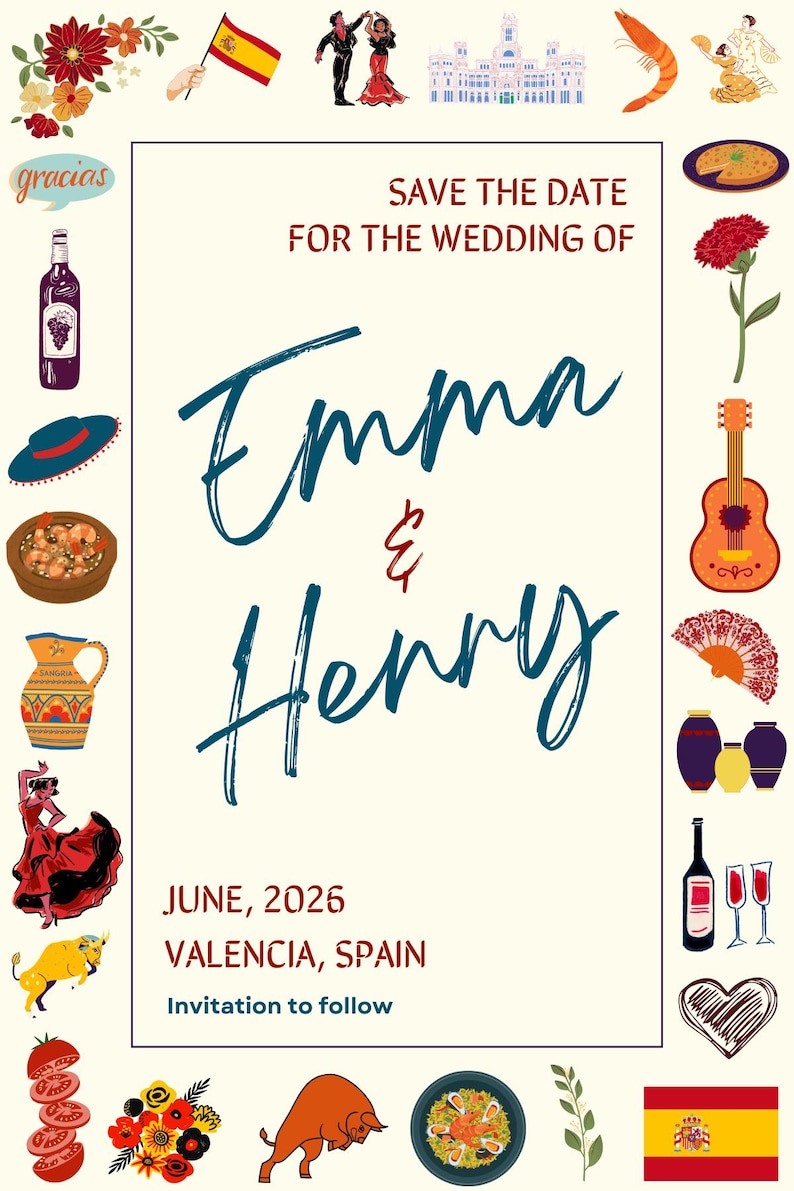 Spanish Theme Save the Date for a Wedding or Party - Etsy