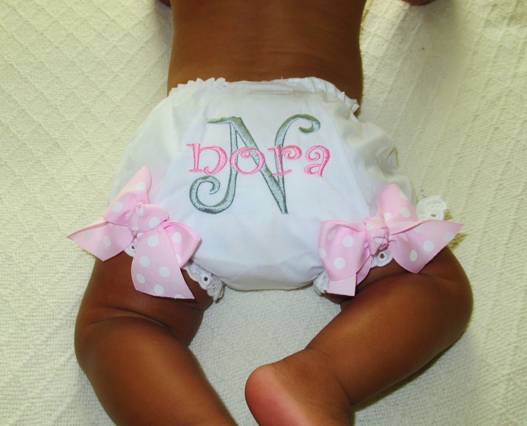 Personalized Embroidered Diaper Cover With Bows - Baby Shower Gift - Etsy
