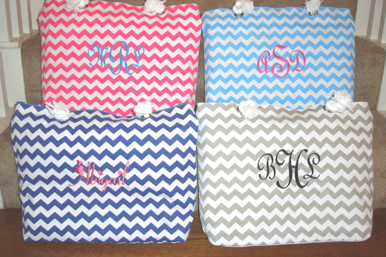 Hot Pink Beach Bag Personalized Navy Seersucker Beach Tote - Etsy