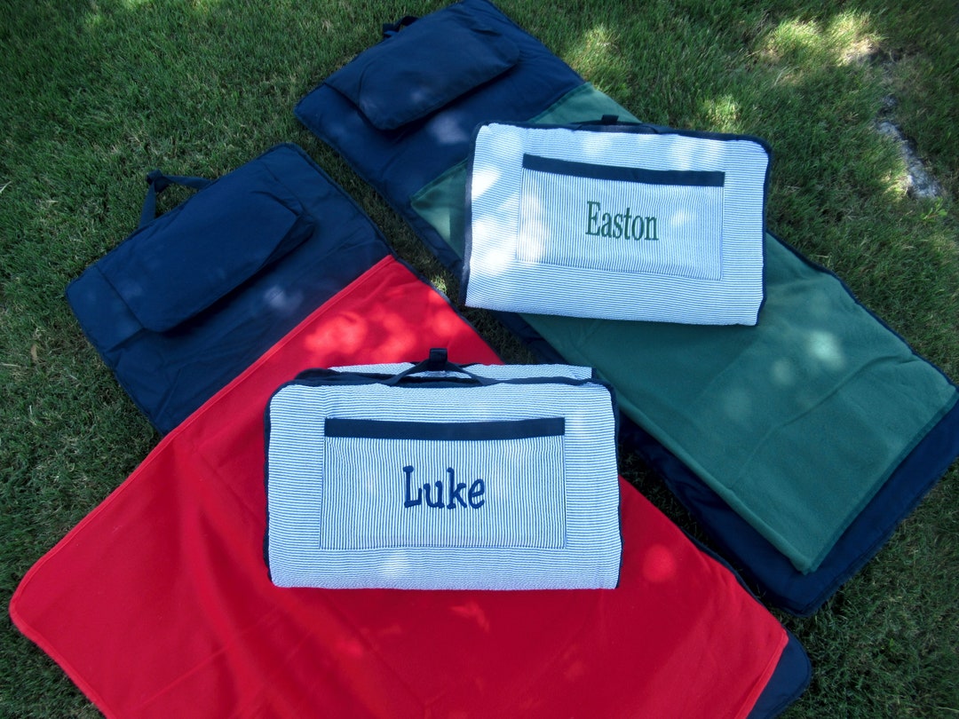 Personalized Large Navy and Red Nap Mat Including Blanket, Pad, and ...
