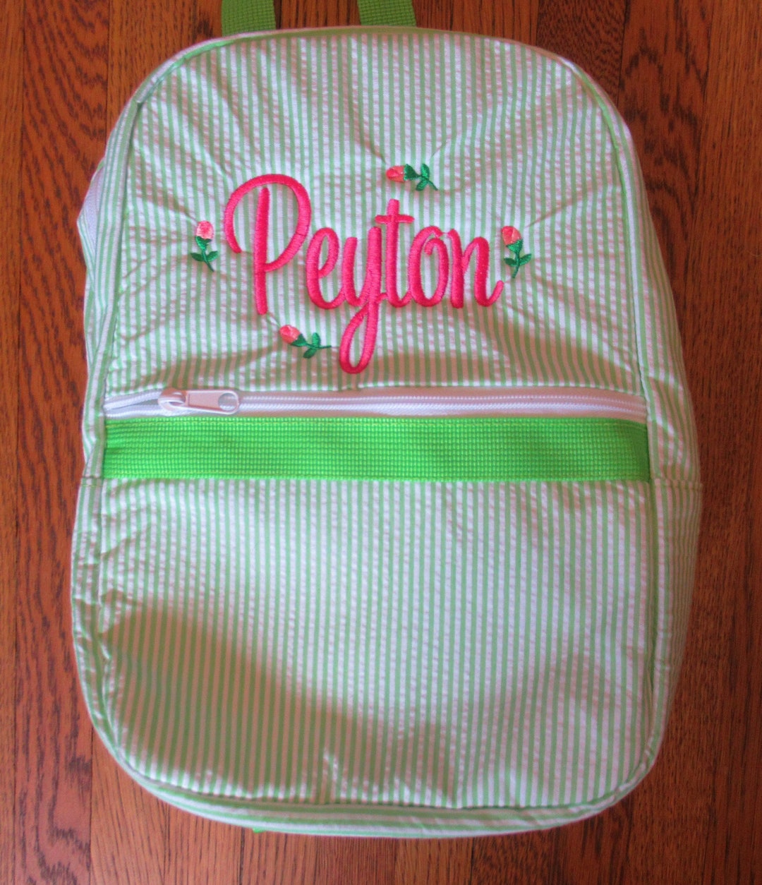 Personalized Lime Green Backpack In Seersucker With Design Optional Etsy