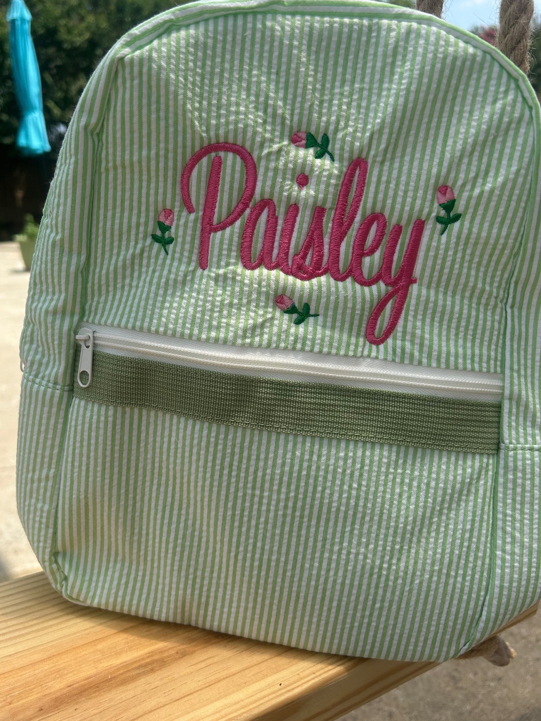 Personalized Lime Green Backpack in Seersucker With Design Optional - Etsy