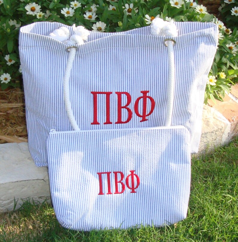 Hot Pink Beach Bag Personalized Navy Seersucker Beach Tote | Etsy