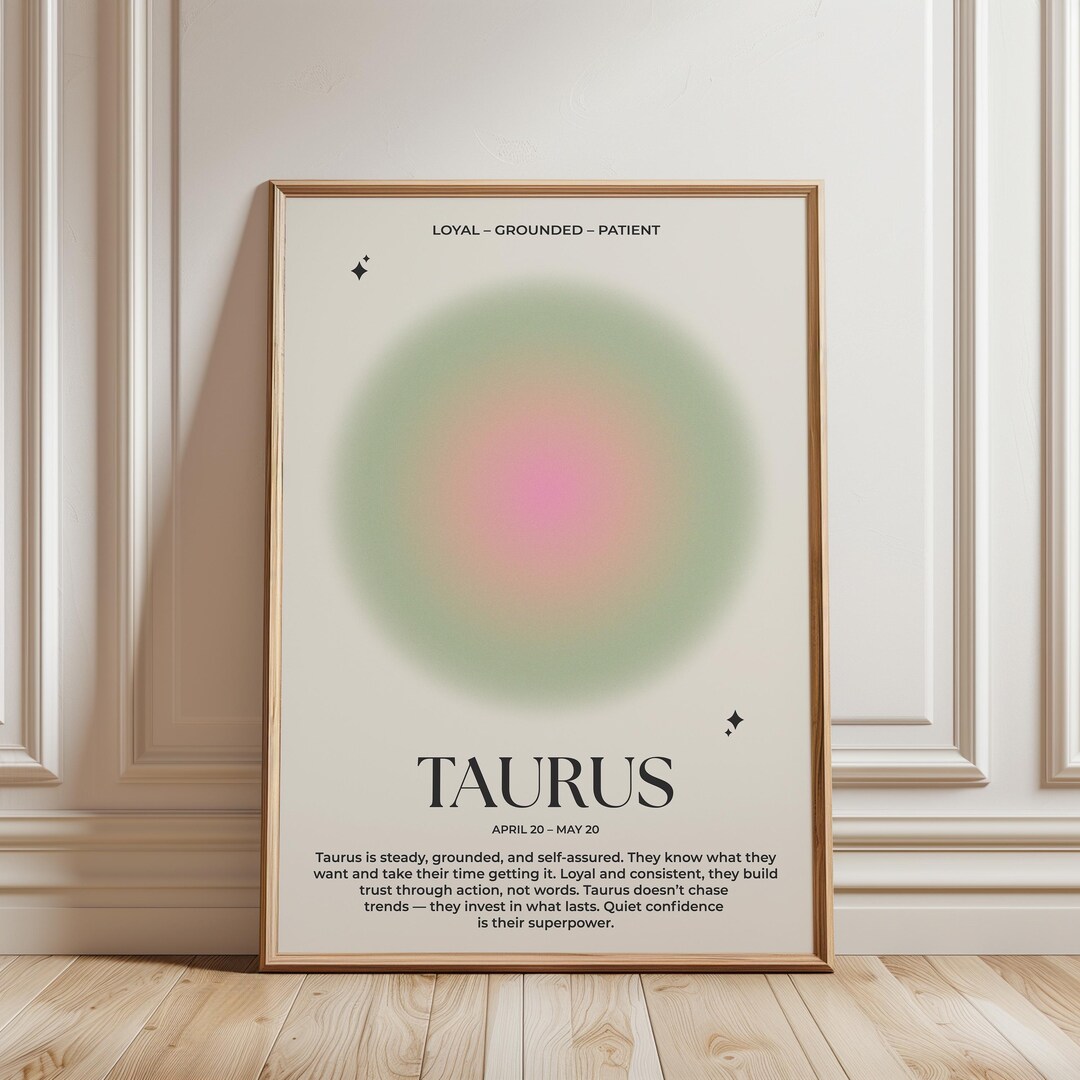Taurus Aura Wall Art, Zodiac Poster Printable, Taurus Art, Taurus Gift ...