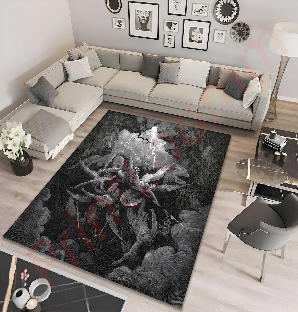 The Mouth of Hell Design Rug, Gothic Art Rug, Dante and Paradise Lost ...