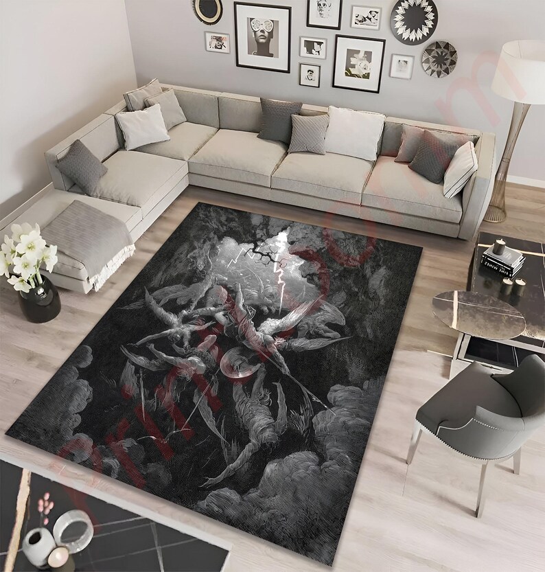 The Mouth of Hell Design Rug, Gothic Art Rug, Dante and Paradise Lost ...