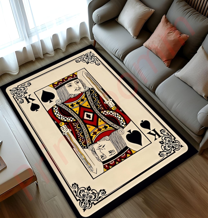 King of Spades Playing Card Rug, Unique Poker Themed Area Carpet ...
