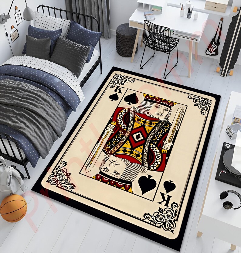 King of Spades Playing Card Rug, Unique Poker Themed Area Carpet ...