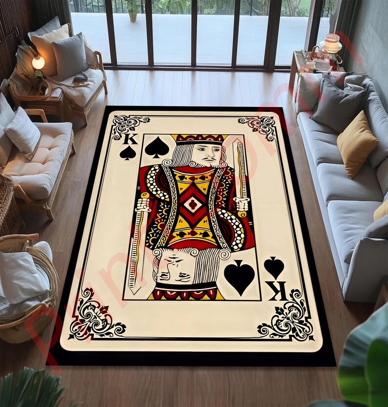 King of Spades Playing Card Rug, Unique Poker Themed Area Carpet ...