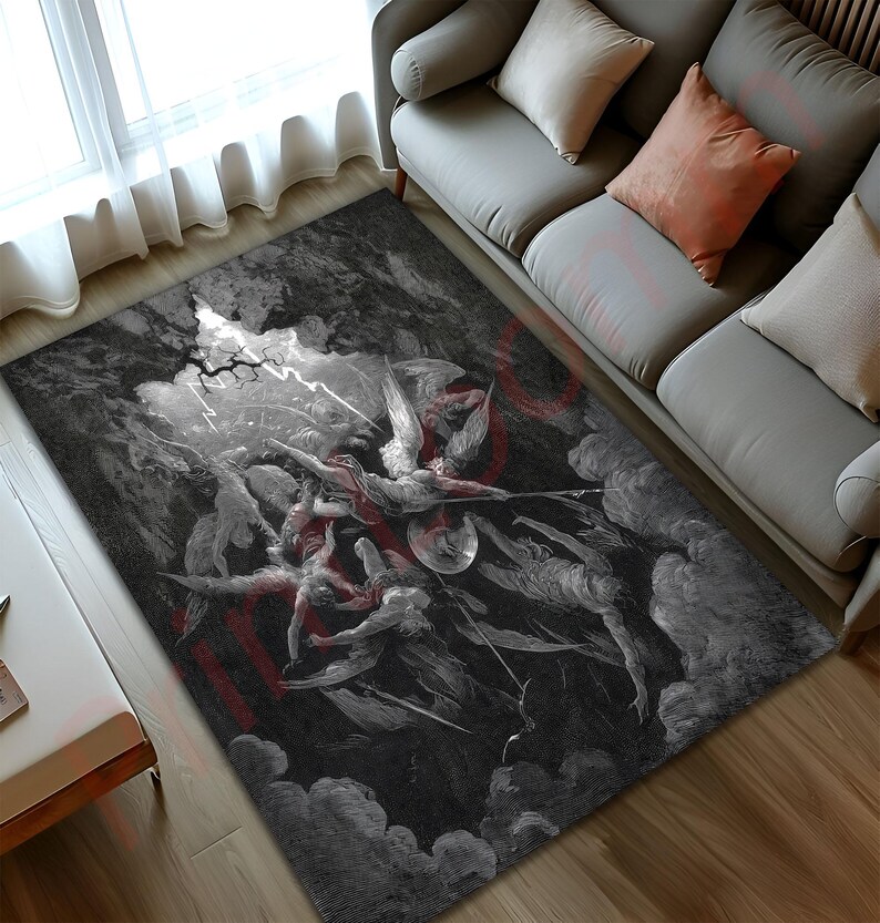 The Mouth of Hell Design Rug, Gothic Art Rug, Dante and Paradise Lost ...