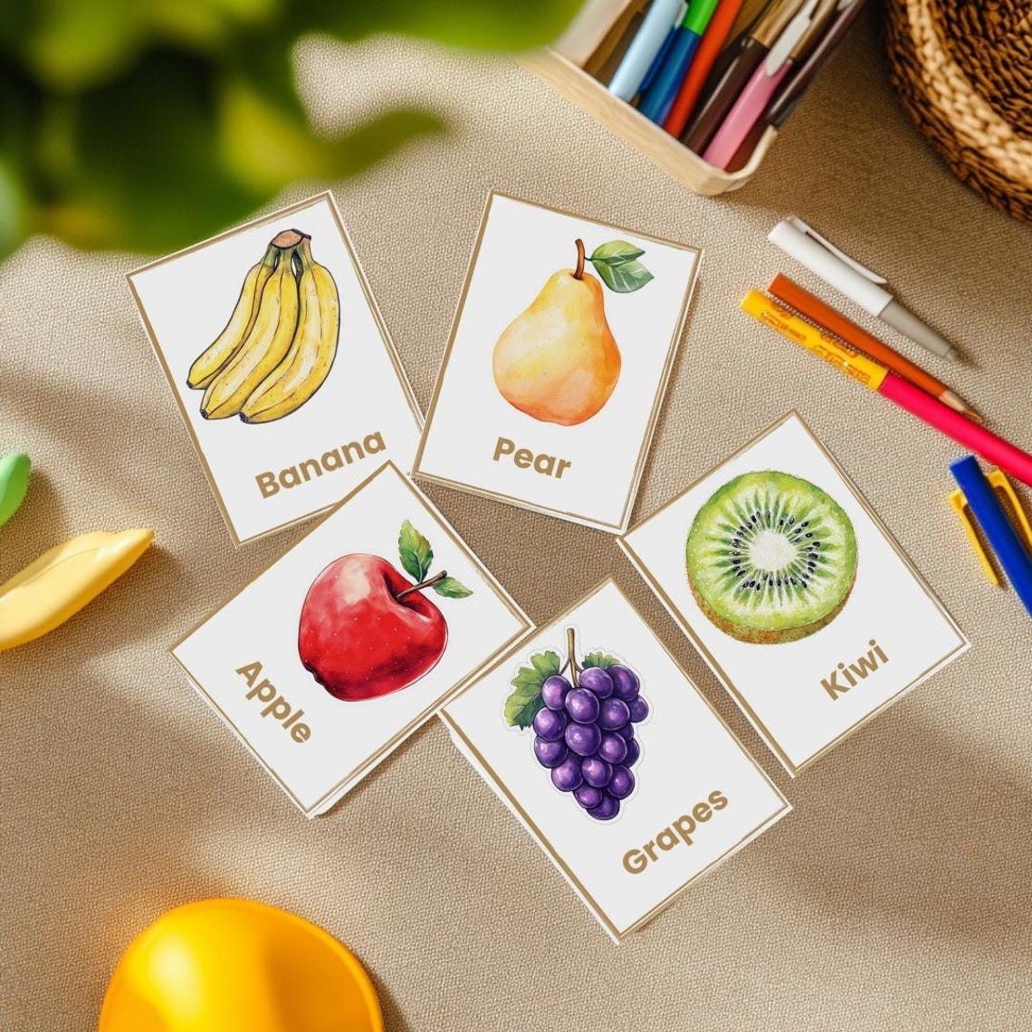 Montessori Flashcards, Fruit and Berries Cards, Preschool Worksheets ...