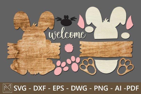 Easter Bunny Welcome Sign Laser Cut File Graphic - Etsy