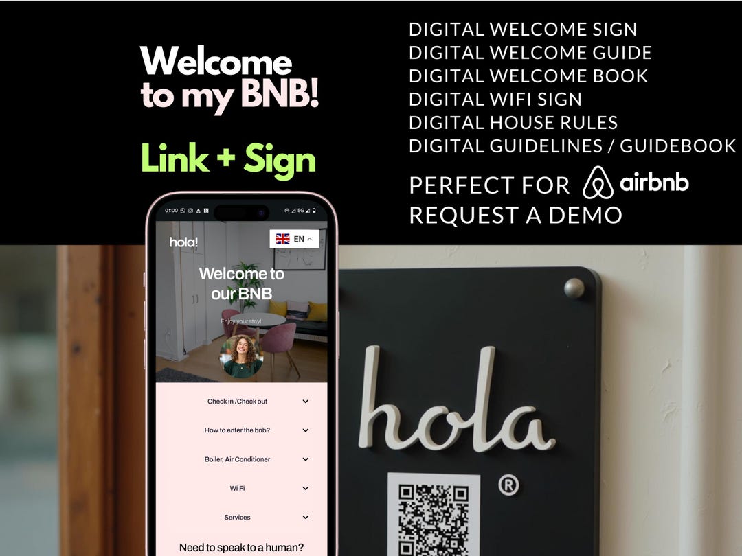Personalized Airbnb QR Code Welcome Sign | Digital Welcome Guide ...