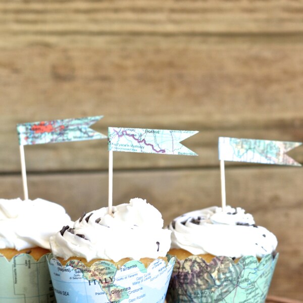 Map Cupcake Wrappers - Etsy