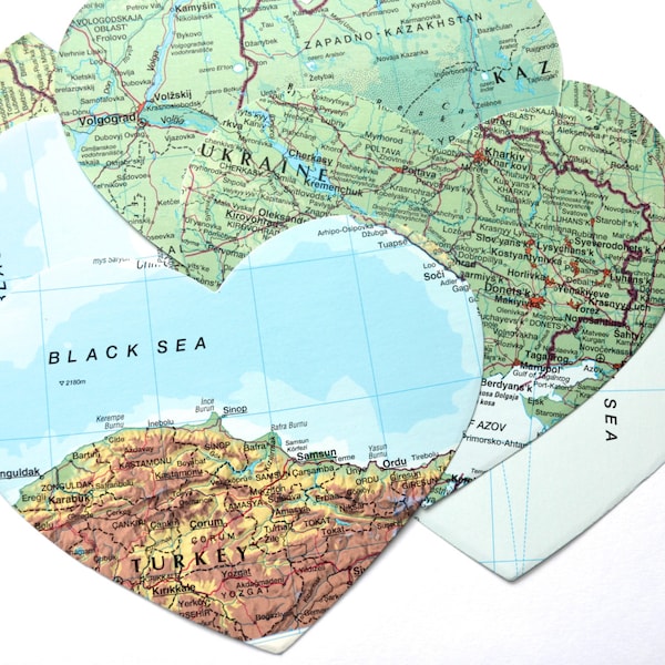 Map Hearts - Etsy