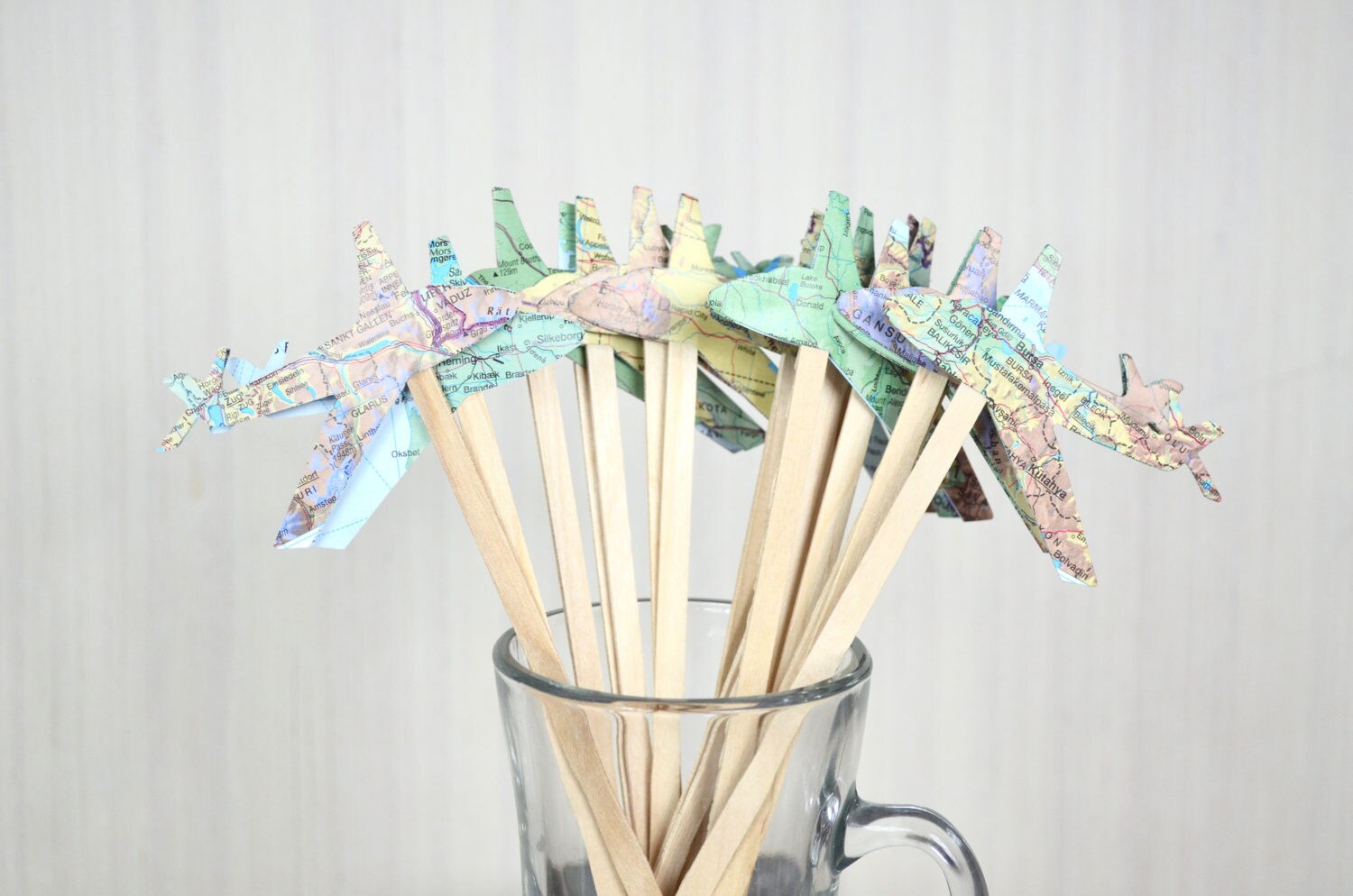 Vintage Map Airplane Drink Stir Sticks: Travel Theme Party Decor ...