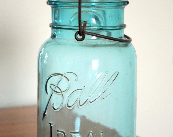 Vintage Blue Ball Mason Jar With Wire Bail & Lid - Etsy