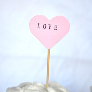 12 LOVE Heart Cupcake Picks, Hand Stamped - the ORIGINAL Handstamped ...