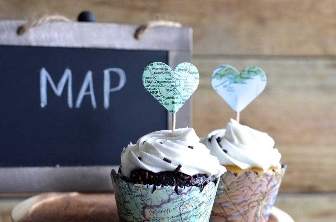 Vintage Map Cupcake Wrappers: Adventure Party Decor - Etsy