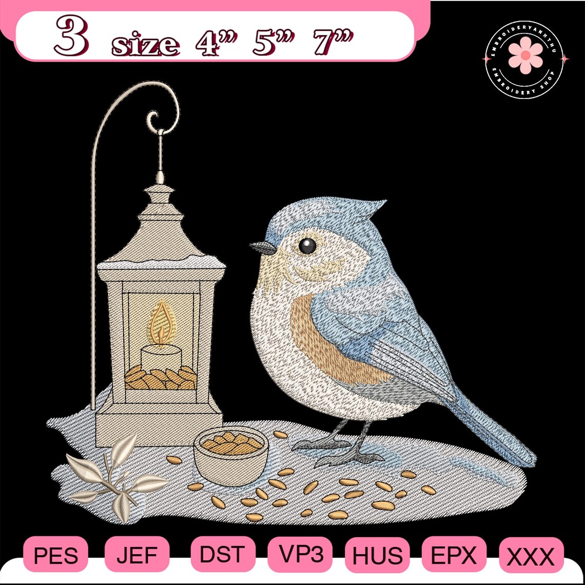 Christmas Bird Embroidery File, Cute Bird Embroidery Design, Merry ...