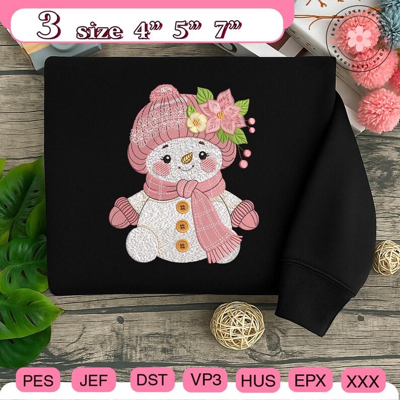 Christmas Snowman Embroidery File, Christmas Snowman Tree Jingle Bell ...