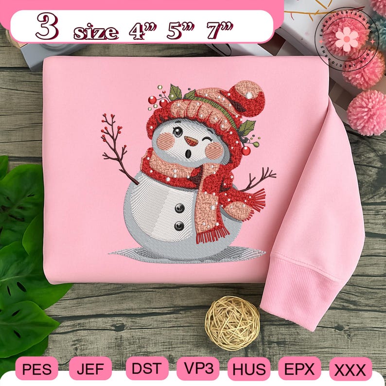 Christmas Snowman Embroidery File, Christmas Snowman Tree Jingle Bell ...