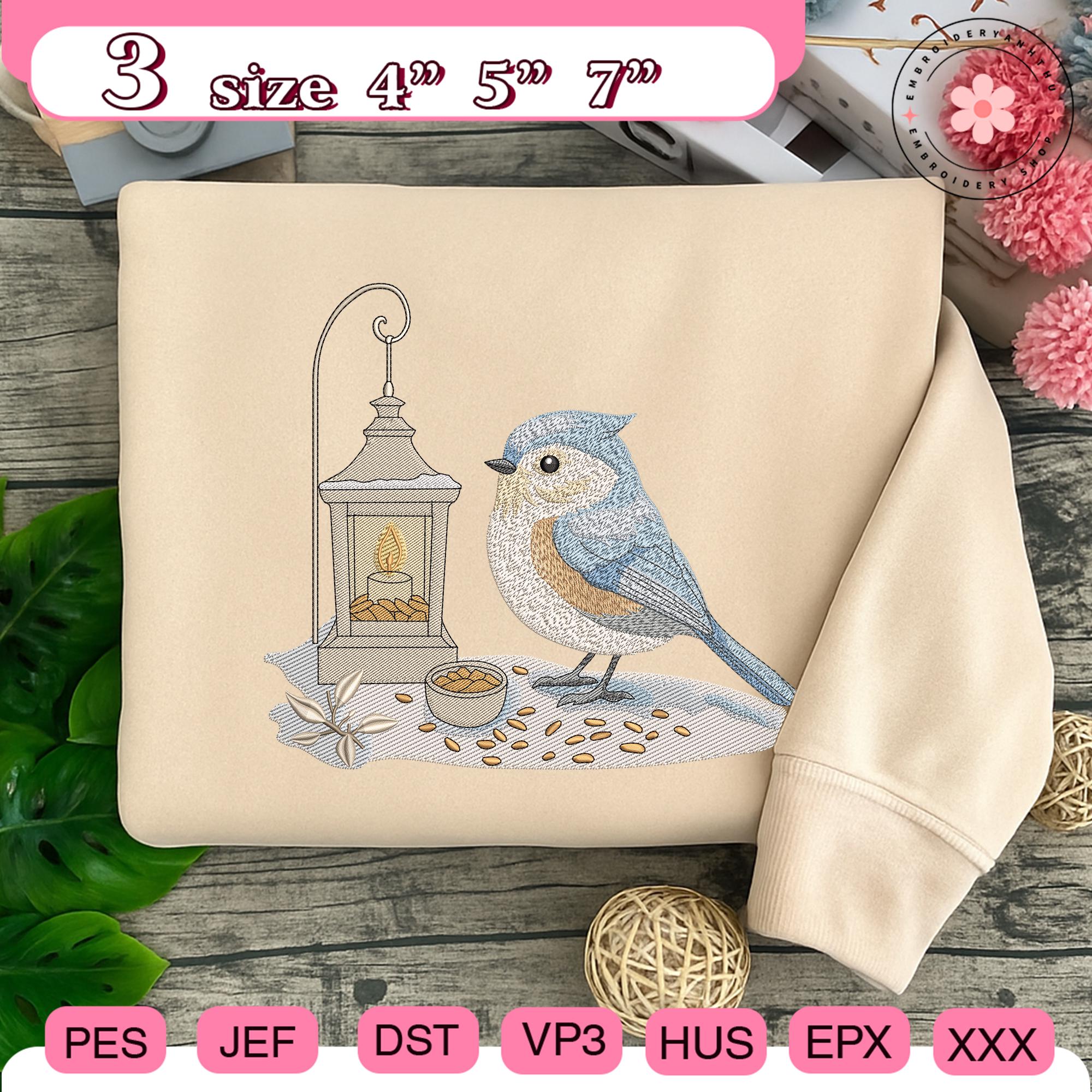 Christmas Bird Embroidery File, Cute Bird Embroidery Design, Merry ...