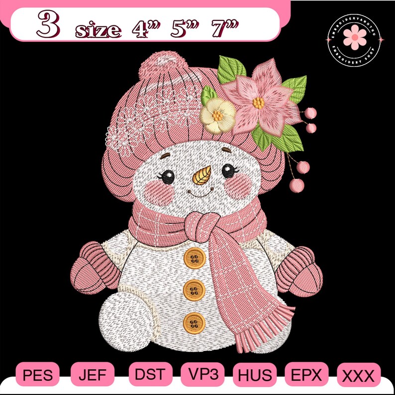 Christmas Snowman Embroidery File, Christmas Snowman Tree Jingle Bell ...