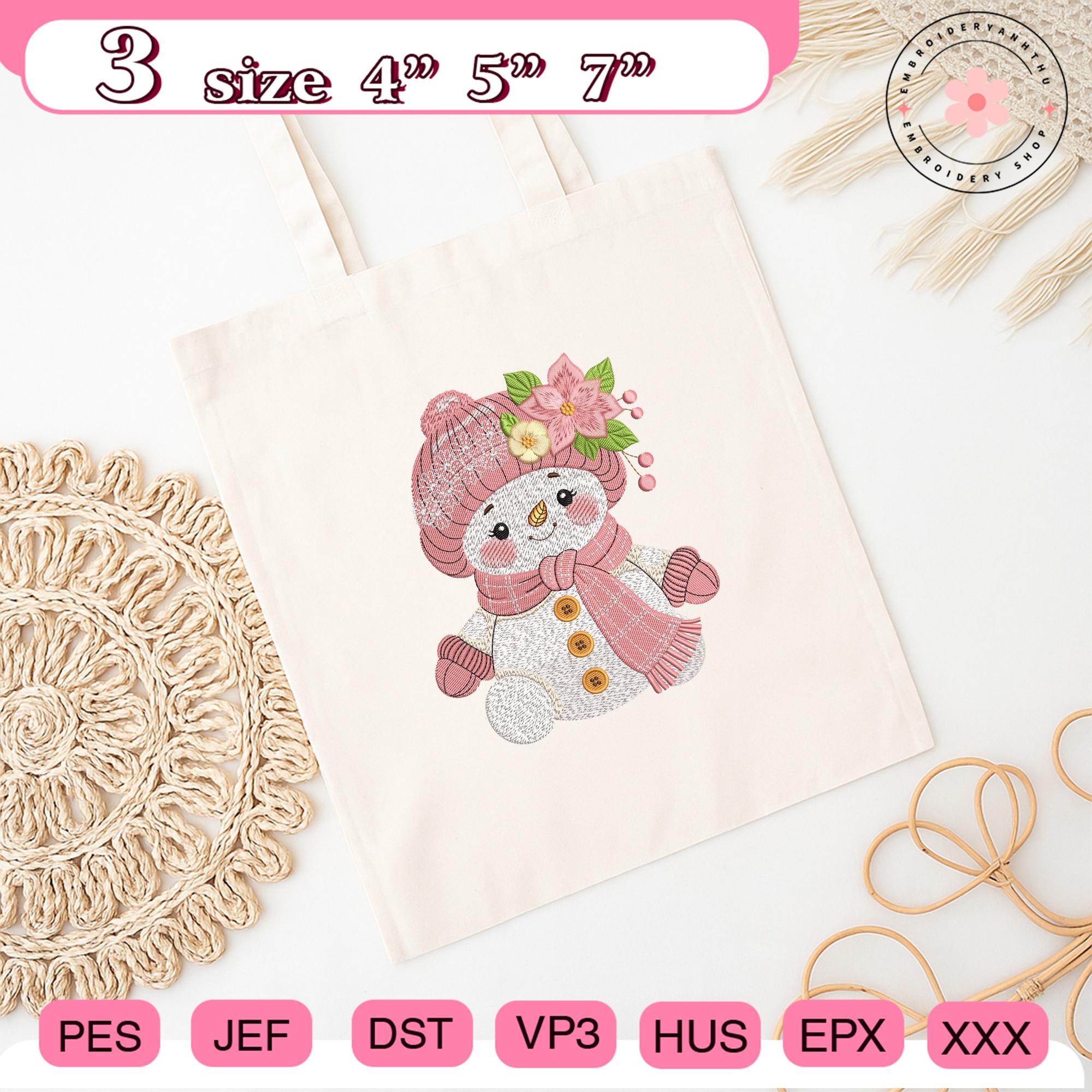 Christmas Snowman Embroidery File, Christmas Snowman Tree Jingle Bell ...