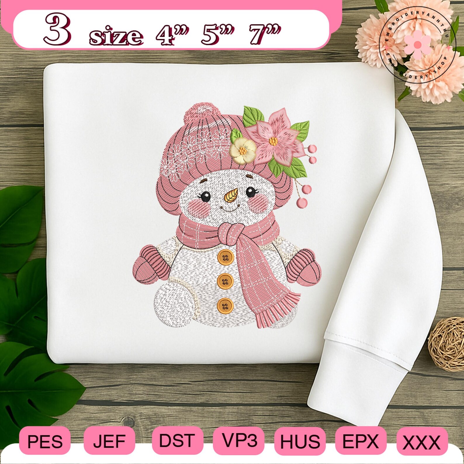 Christmas Snowman Embroidery File, Christmas Snowman Tree Jingle Bell ...