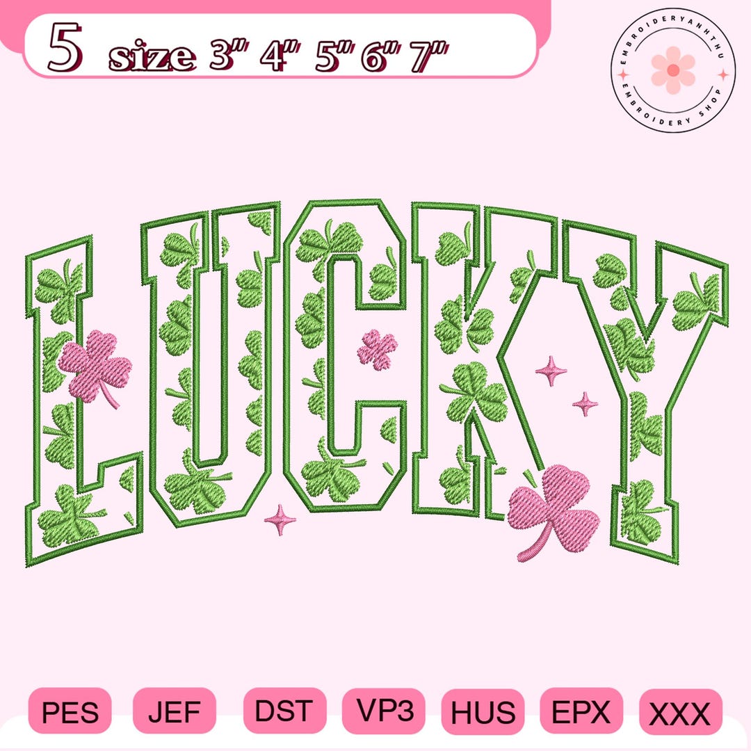 Lucky Shamrock Embroidery File, St. Patrick's Day Clover Embroidery ...