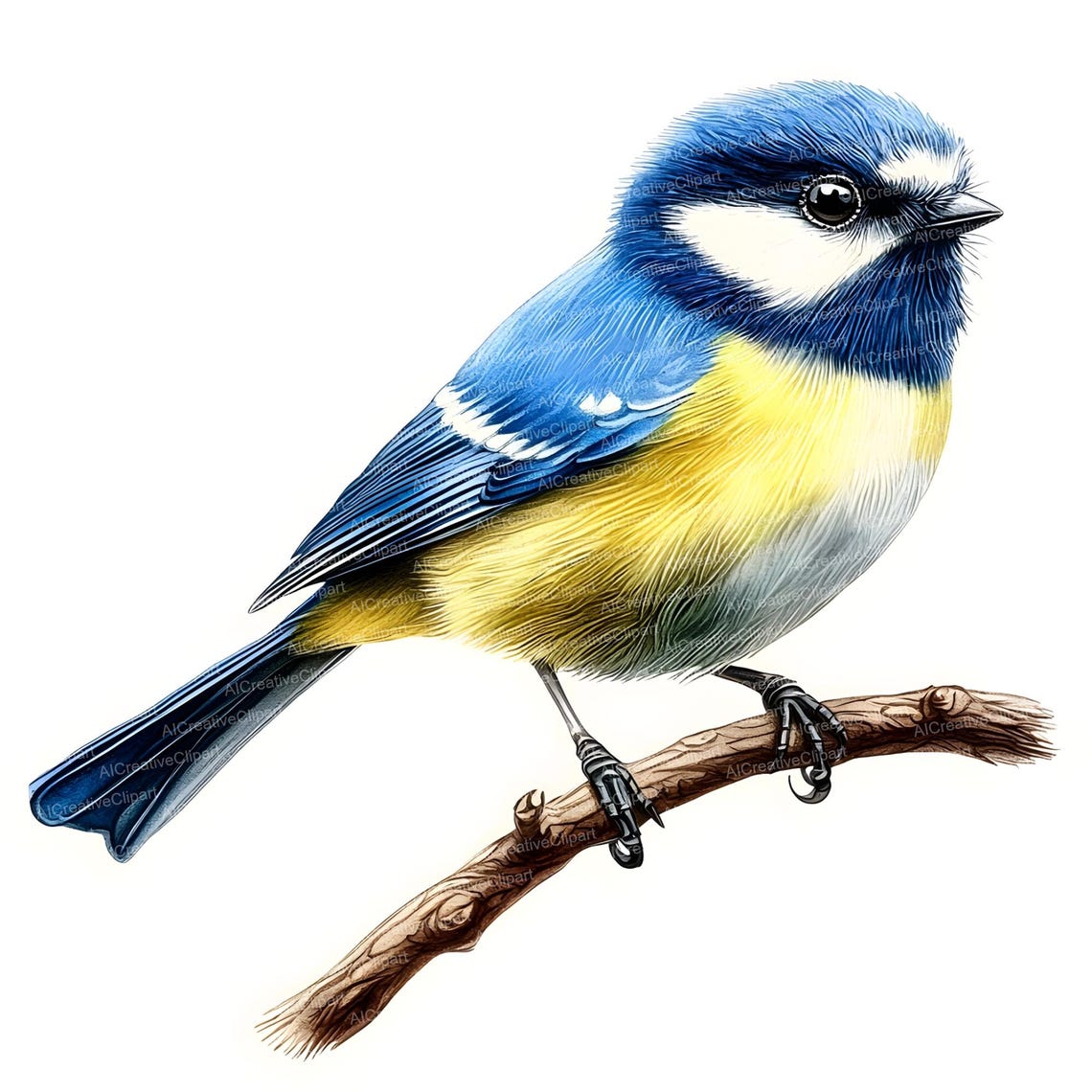 12 PNG/JPG Blue Tit Bird Clipart, Watercolor Clipart, Eurasian Blue Tit ...