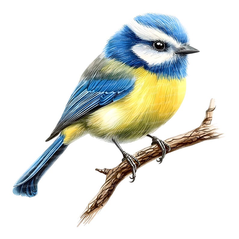 12 PNG/JPG Blue Tit Bird Clipart, Watercolor Clipart, Eurasian Blue Tit ...