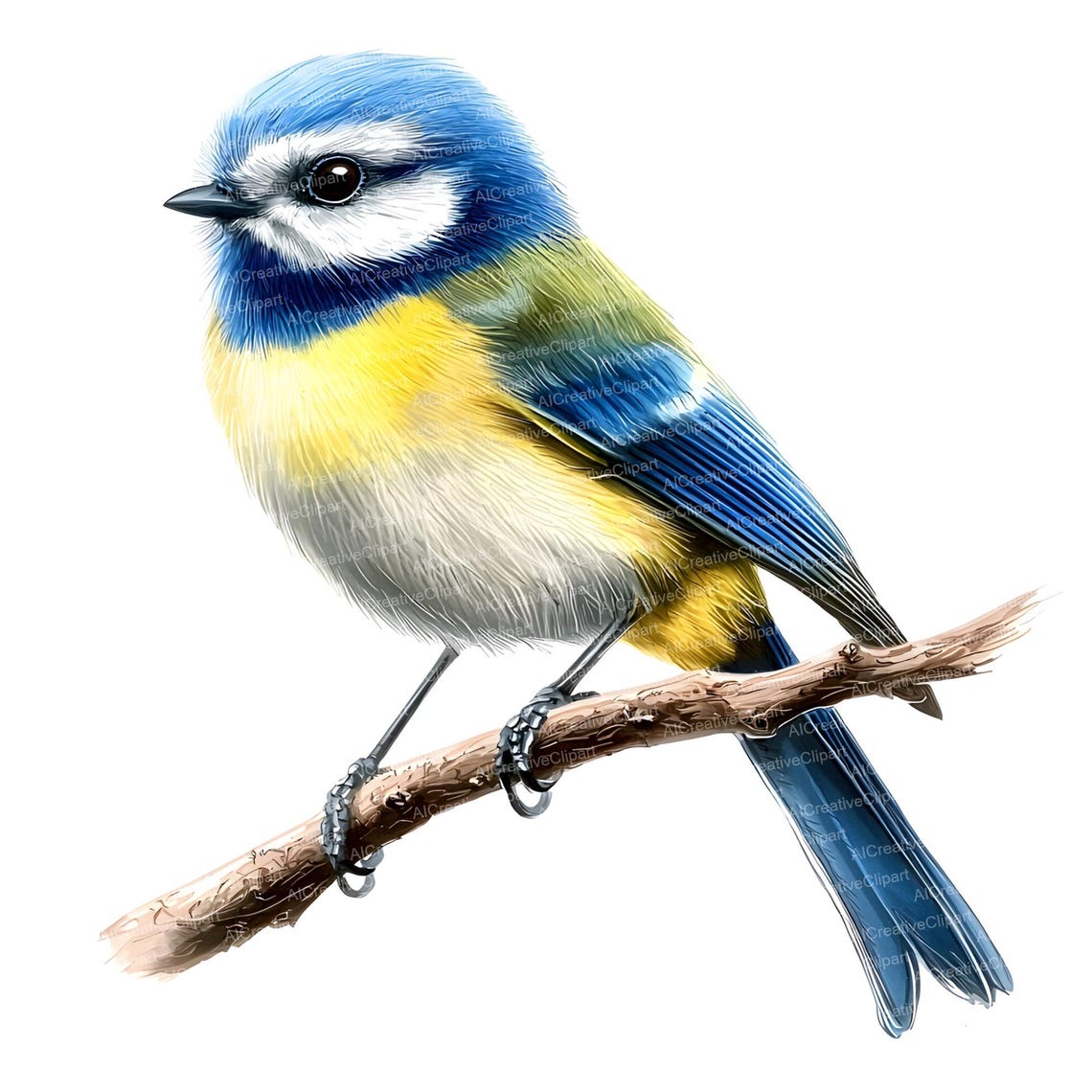 12 PNG/JPG Blue Tit Bird Clipart, Watercolor Clipart, Eurasian Blue Tit ...