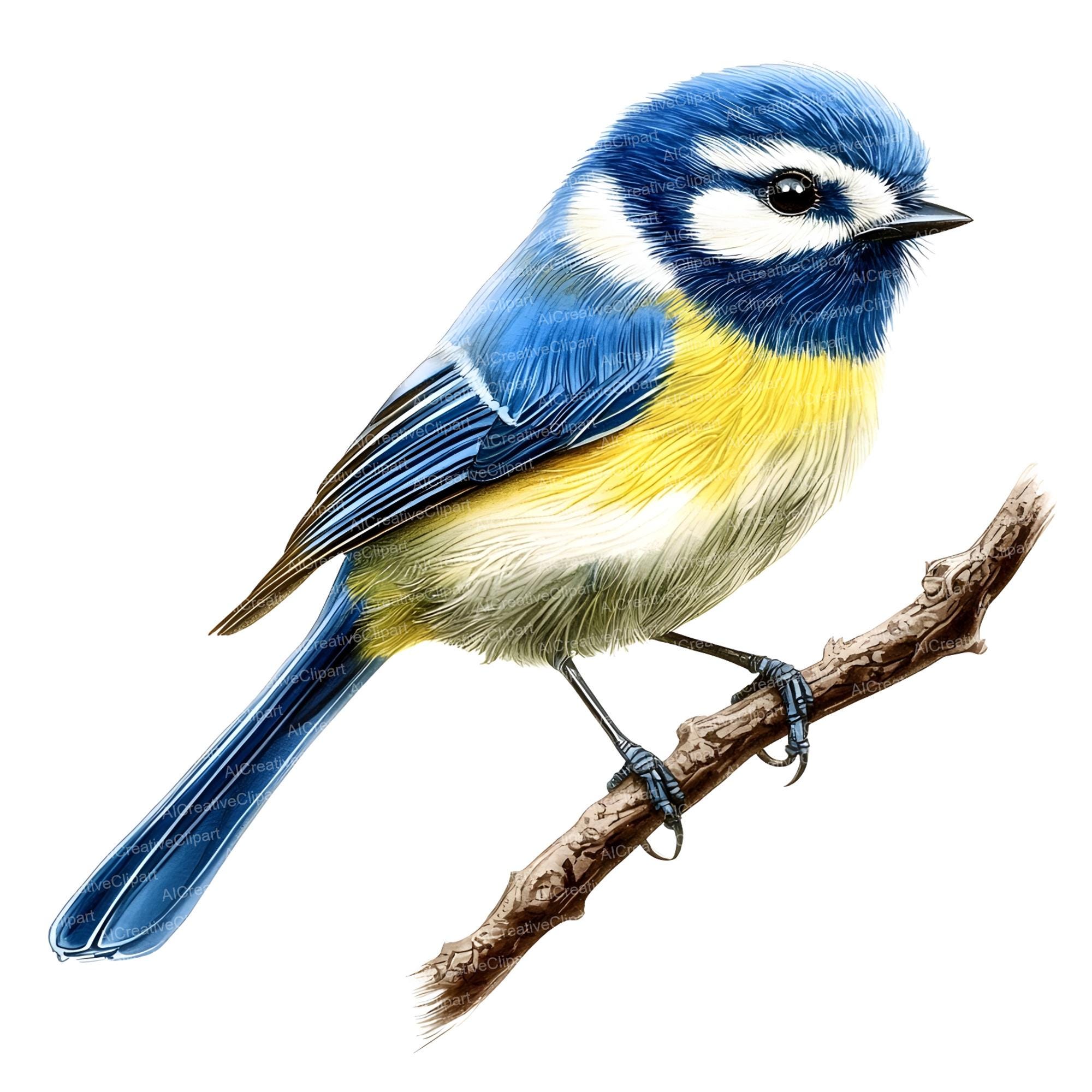 12 PNG/JPG Blue Tit Bird Clipart, Watercolor Clipart, Eurasian Blue Tit ...