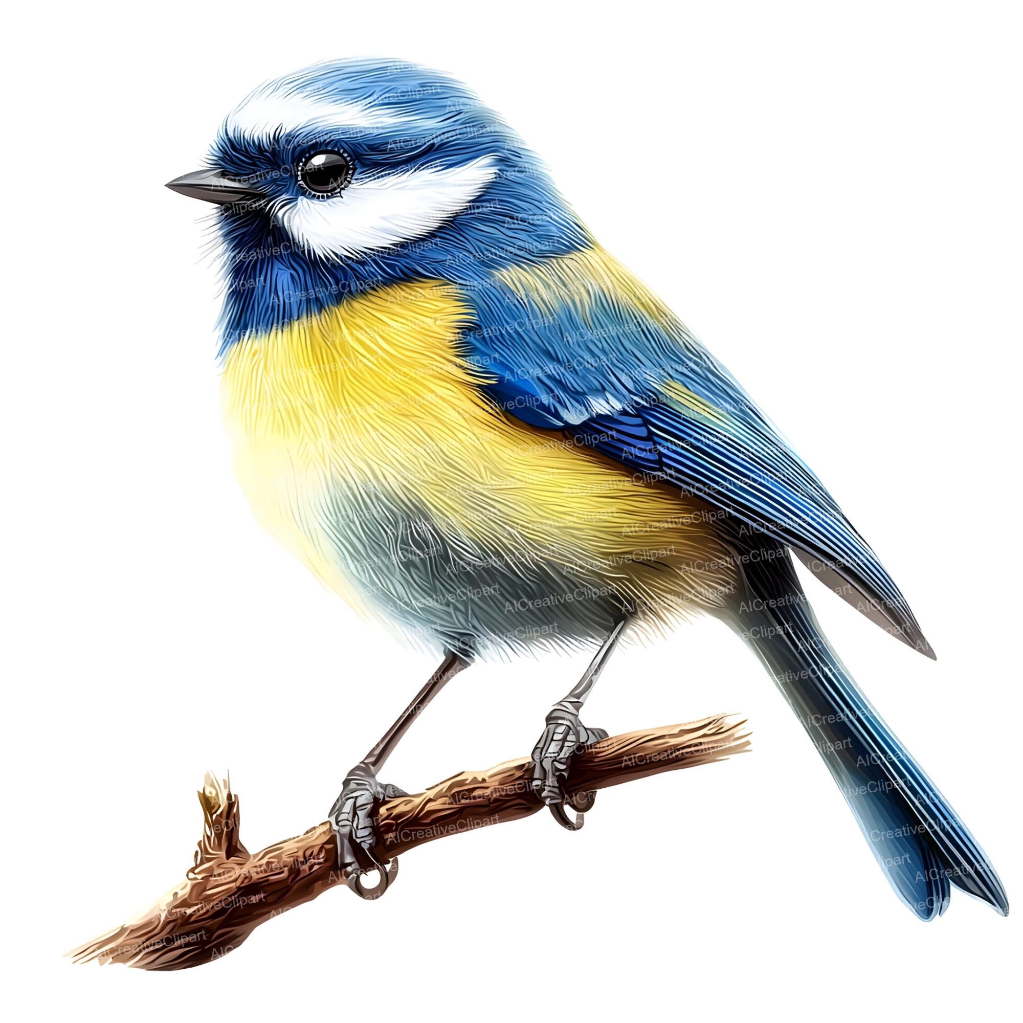 12 PNG/JPG Blue Tit Bird Clipart, Watercolor Clipart, Eurasian Blue Tit ...