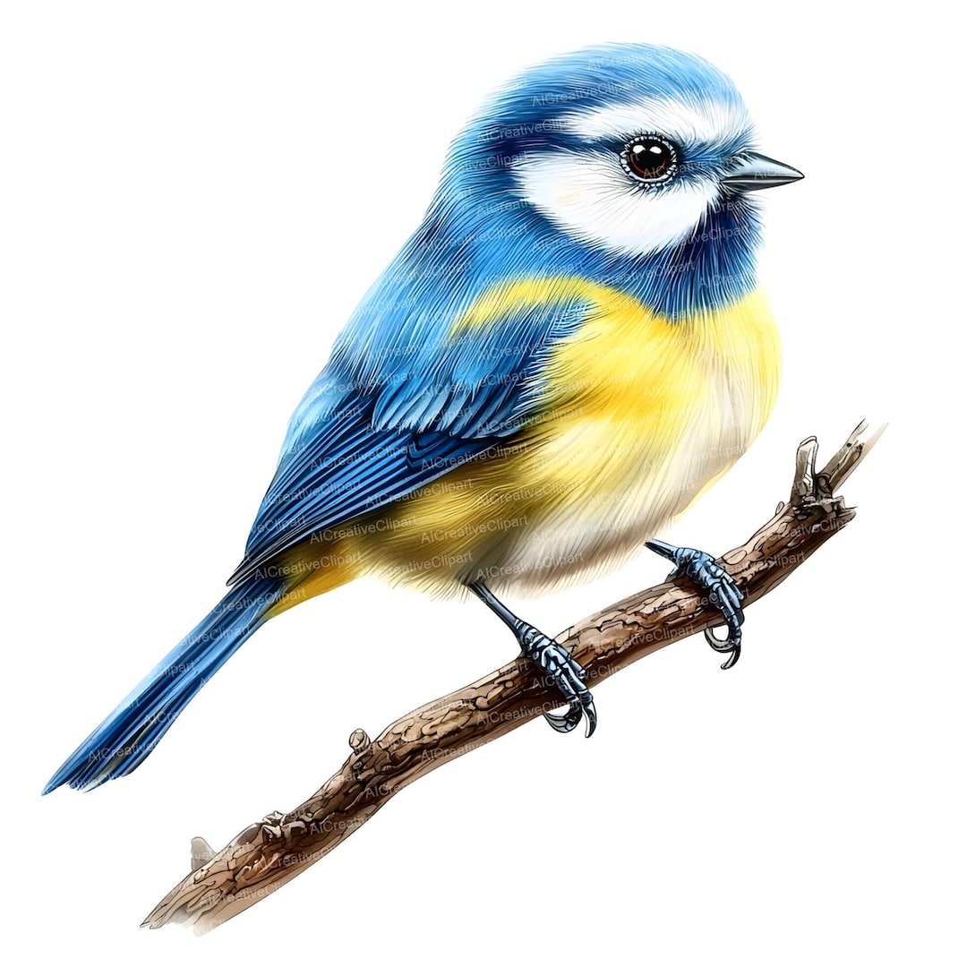 12 PNG/JPG Blue Tit Bird Clipart, Watercolor Clipart, Eurasian Blue Tit ...