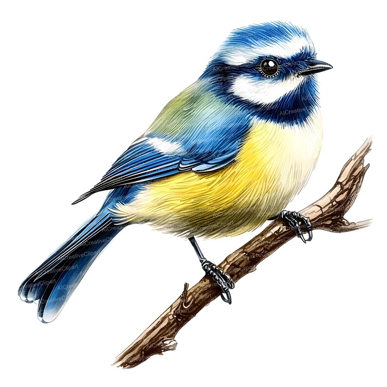 12 PNG/JPG Blue Tit Bird Clipart, Watercolor Clipart, Eurasian Blue Tit ...