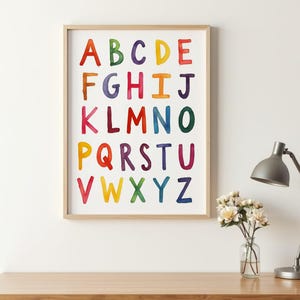 Rainbow Alphabet Poster, Colorful ABC Printable, Kids Educational Wall ...
