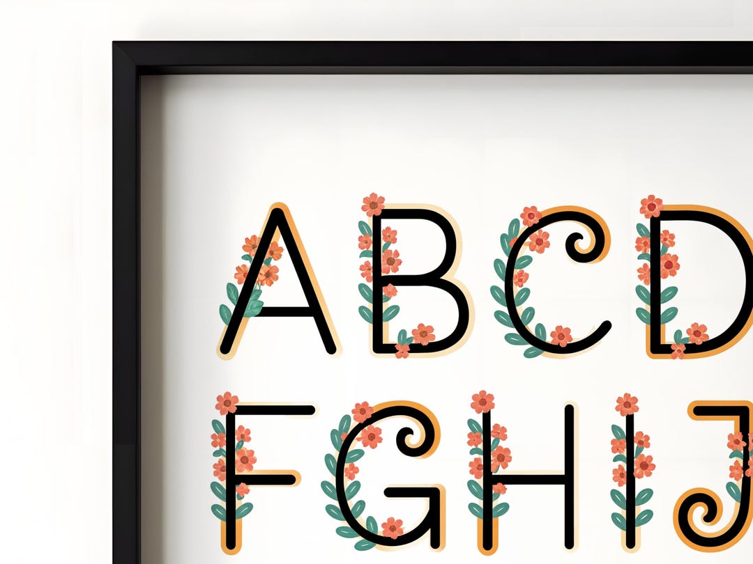 Floral Alphabet Poster, ABC Printable With Flower Decor, Kids ...